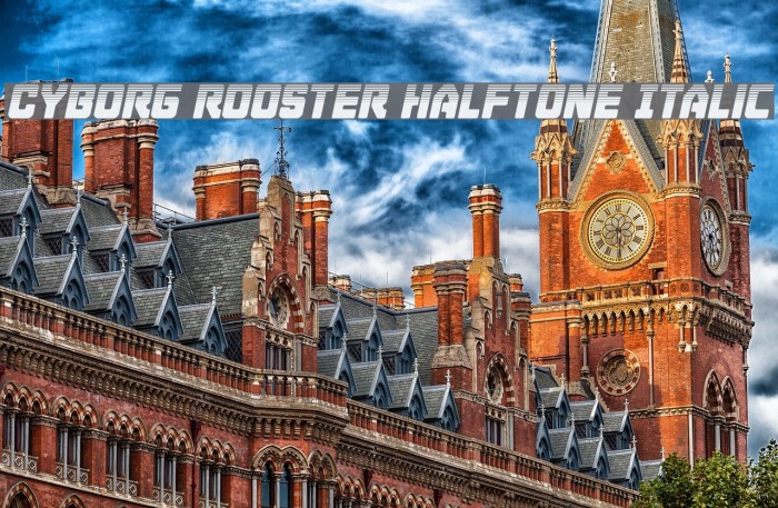 Cyborg Rooster Halftone Italic Font - FFonts.net