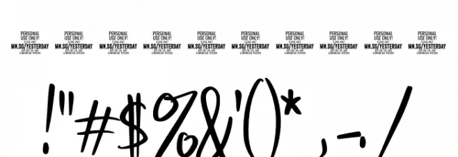 Yesterday Night PERSONAL Regular Font | Details & Characters